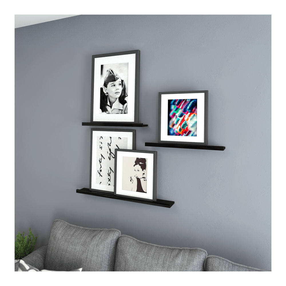 Porta Quadro em MDF 10x90cm Preto Multivisão - VILLAGE