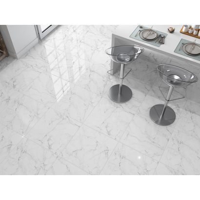 Piso Brilhante Branco Marmorizado Bellacer | Village - VILLAGE