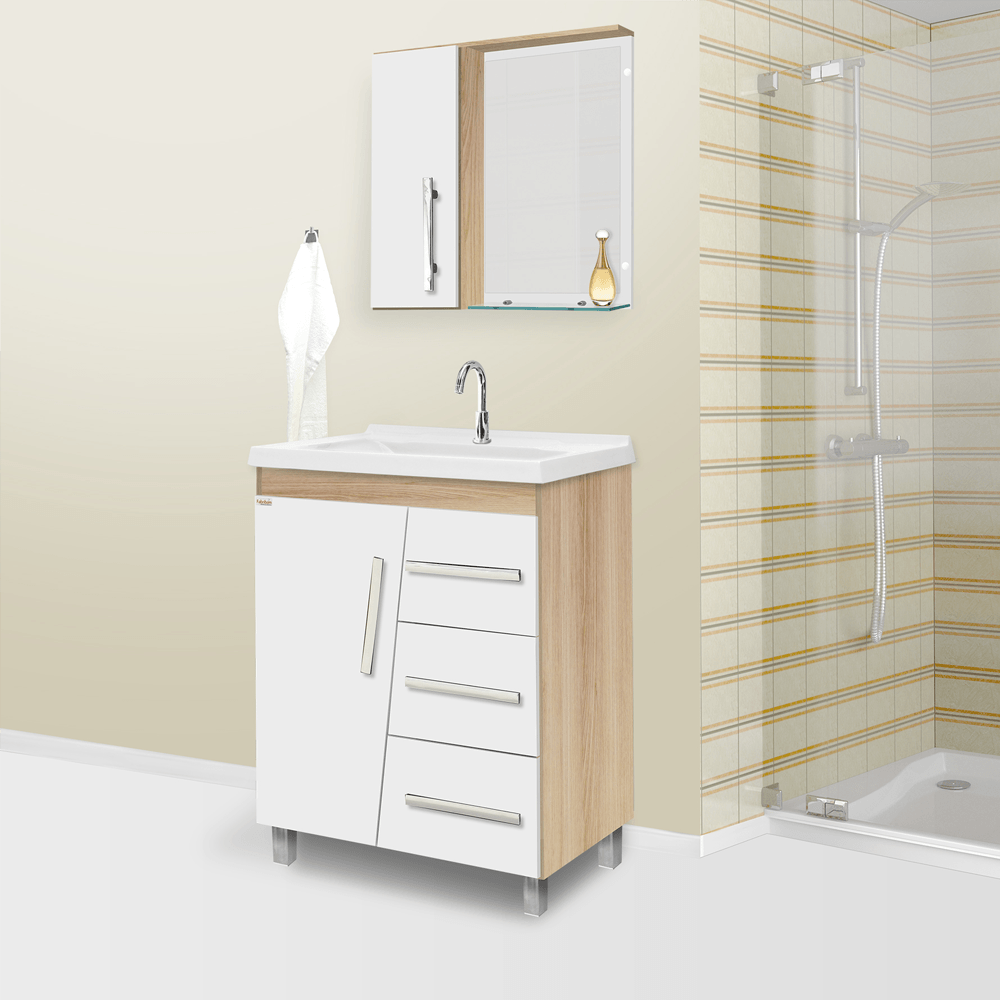 Conjunto Syrius 62cm Carvalho Branco Fabribam - VILLAGE