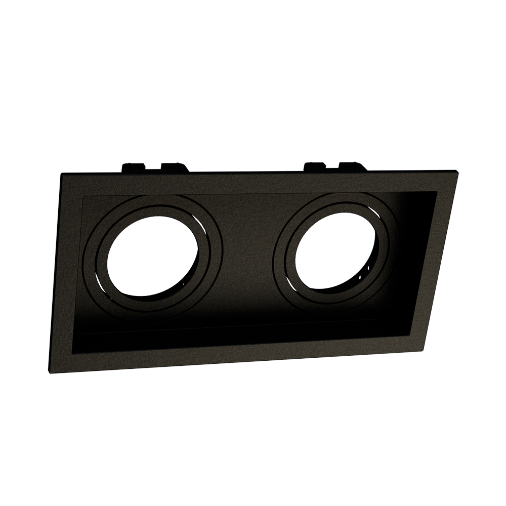 Spot Duplo Embutir Quadrado Recuado Preto PAR20 Moon - VILLAGE