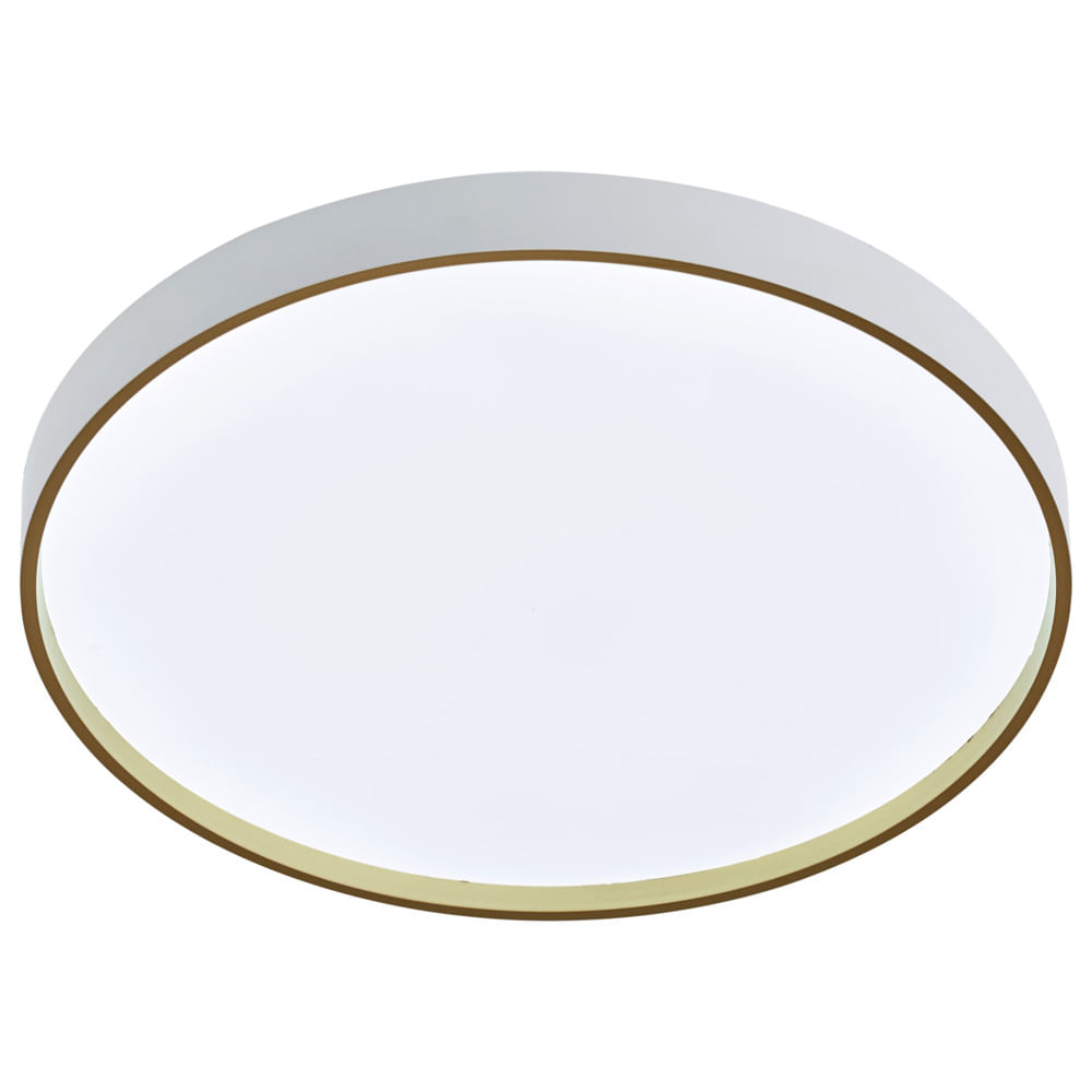 Plafon LED Montana Branco com Dourado Redondo 40cm 3 Tons Hevvy - VILLAGE