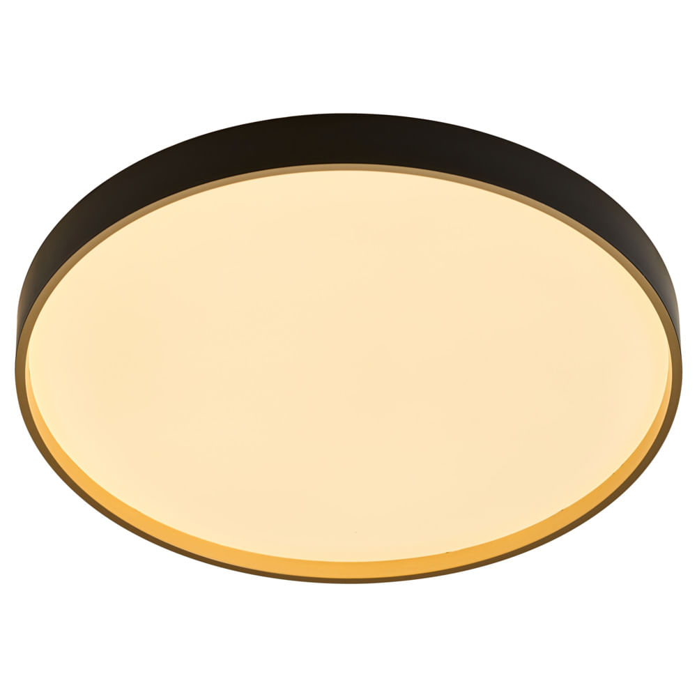 Plafon LED Montana Preto com Dourado Redondo 40cm 3 Tons Hevvy - VILLAGE