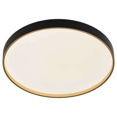 Plafon LED Montana Preto com Dourado Redondo 40cm 3 Tons Hevvy - VILLAGE