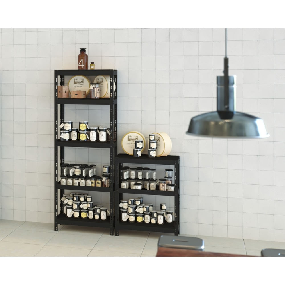 Estante Multiuso Com 5 Prateleiras Preta Multivisão - VILLAGE